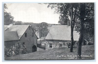 Bethlehem, PA Postcard- FIRST WATER WORKS IN US Houses Trees | eBay