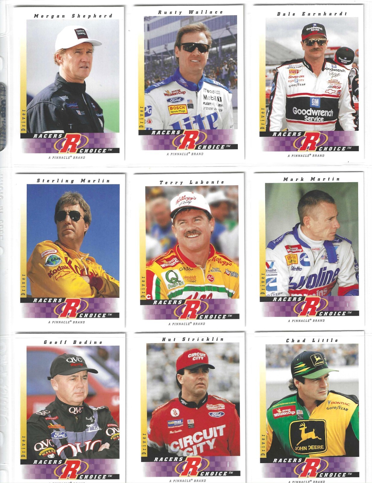 1997 Racers Choice Complete 106 card Base set-Straight from packs to ...