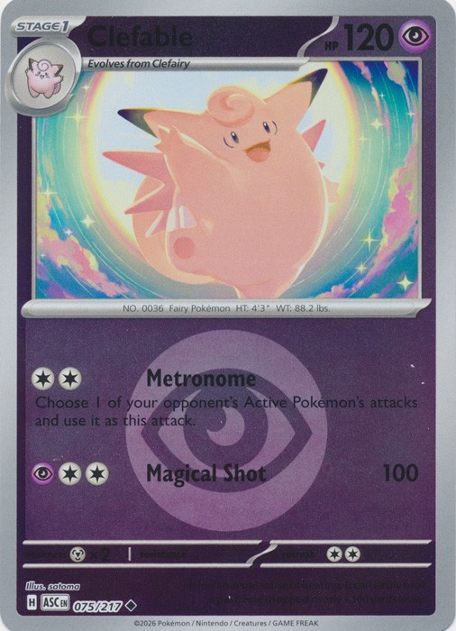 Clefable 2026 Mega Evolution: Ascended Heroes #75/217 Energy Reverse ...