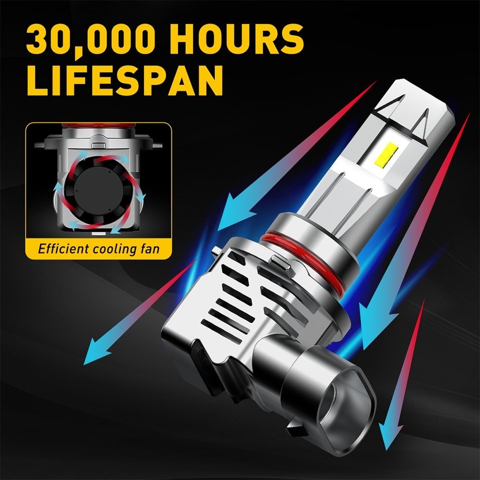 4x LED Headlight Bulbs 6500K Bright White Light Low High Beam 9005 ...