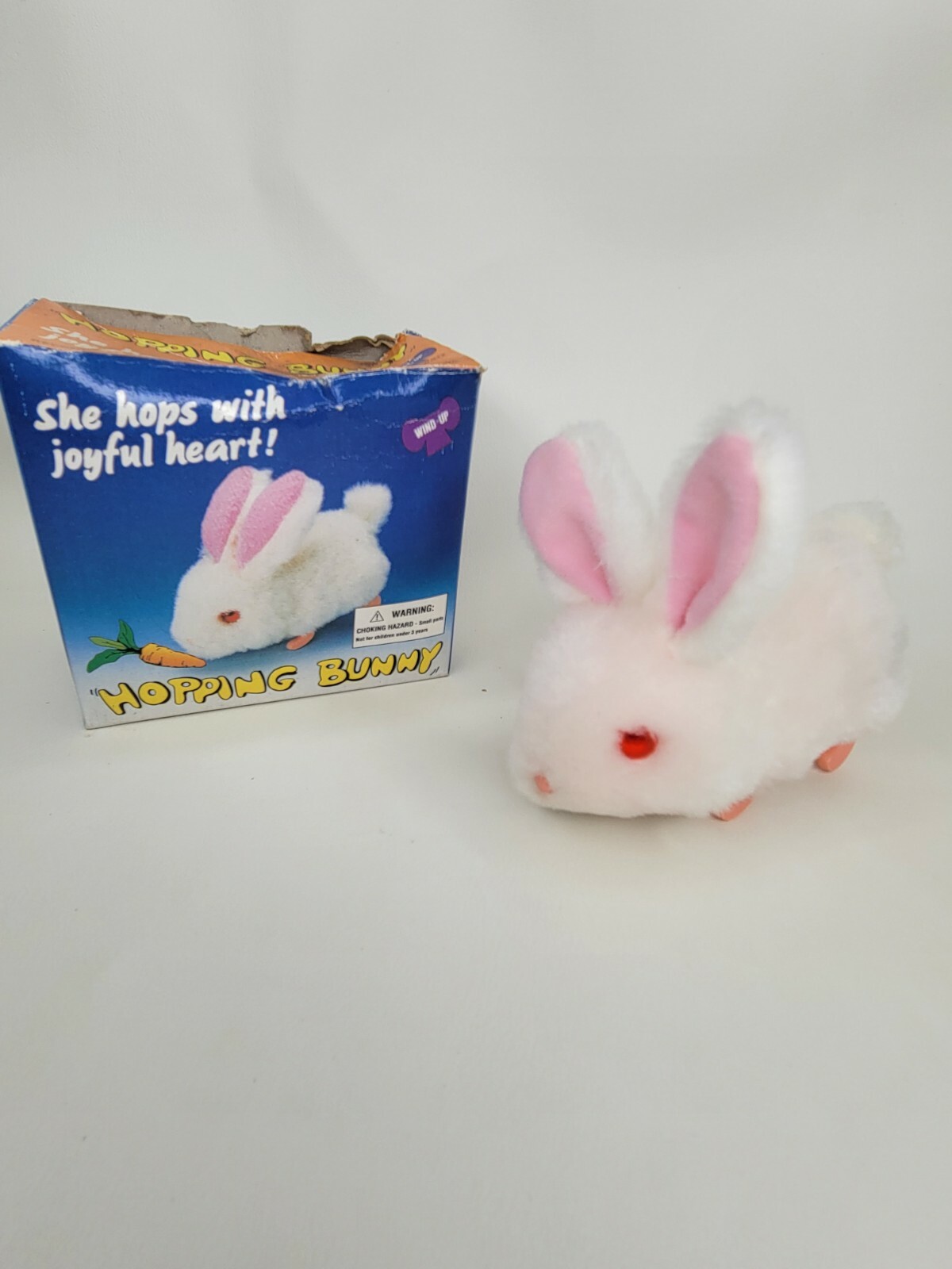 vintage wind up bunny fuzzy toy with box hopping "she hops with joyful ...