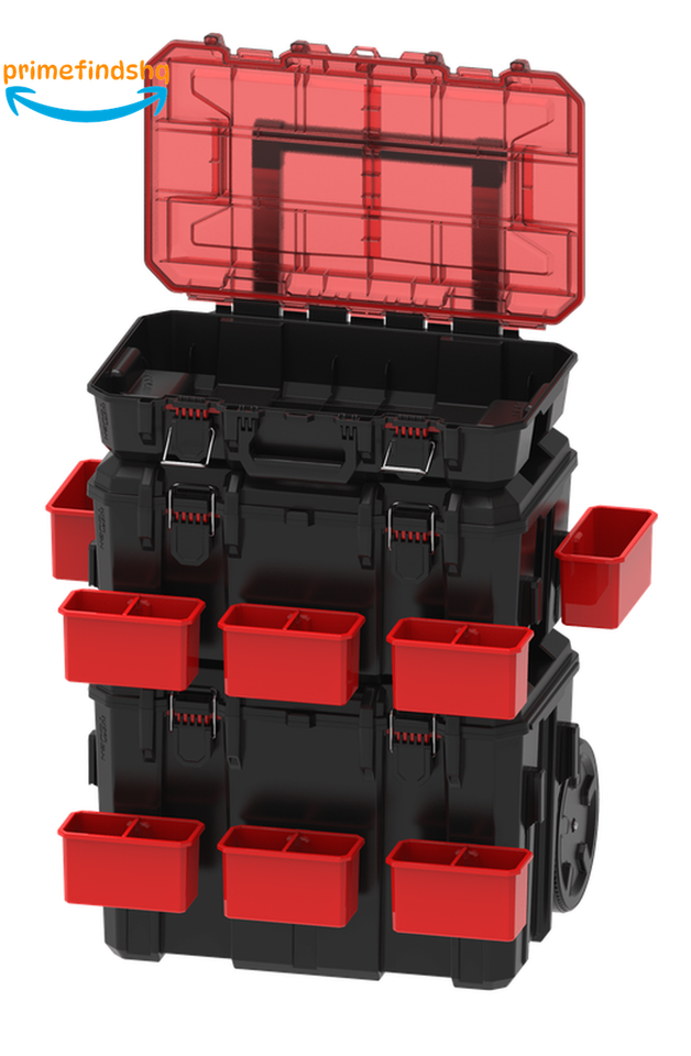 Hyper Tough Hyper Stack Heavy Duty 3 Piece Modular Rolling Toolbox ...