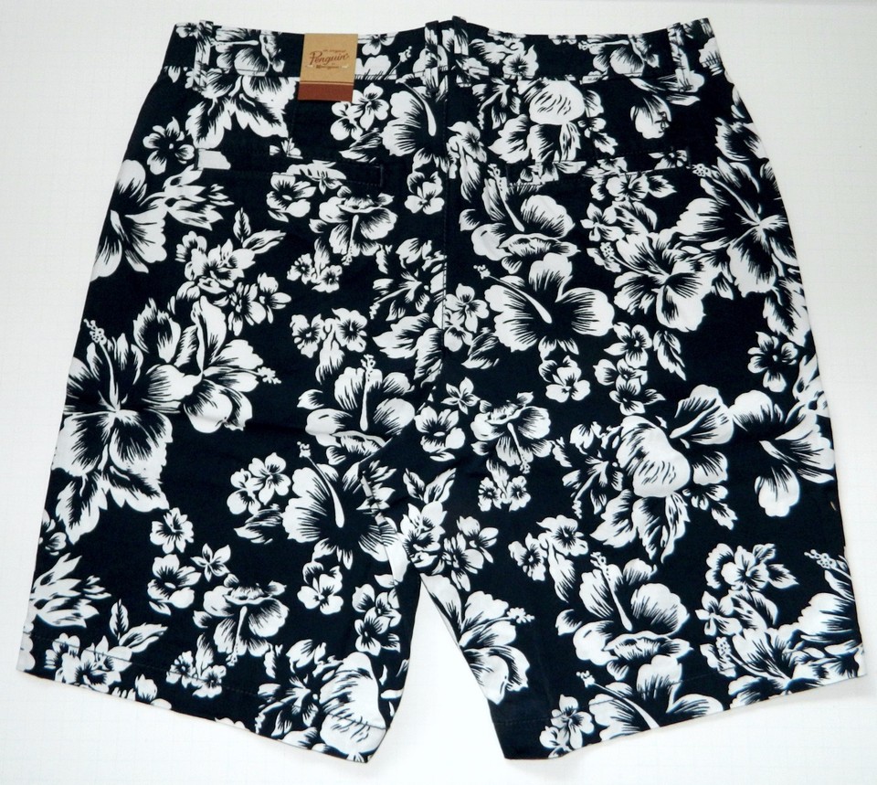 Original Penguin Men's Exploded Hibiscus Short Dark Sapphire Navy White ...