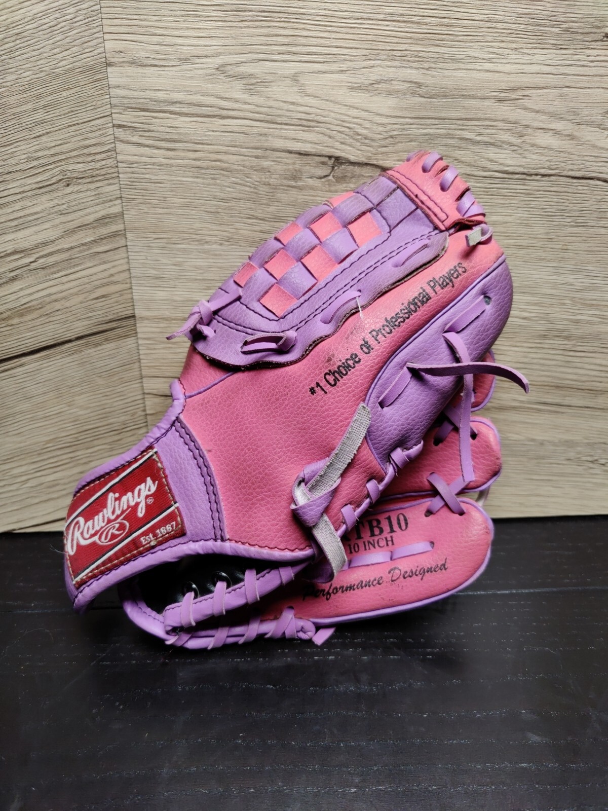 Girls RAWLINGS Youth 10 Inch Baseball Glove Pink/Purple RTB10 Players ...