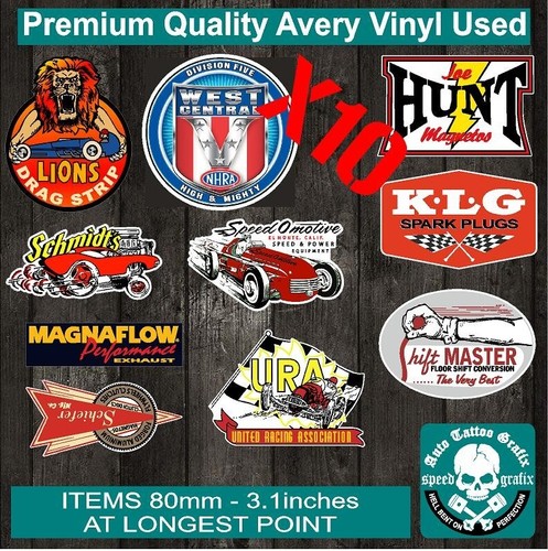 VINTAGE HOT ROD DECAL STICKER GIFT PACK X10 CAR TOOLBOX ISKY BONNEVILLE ...