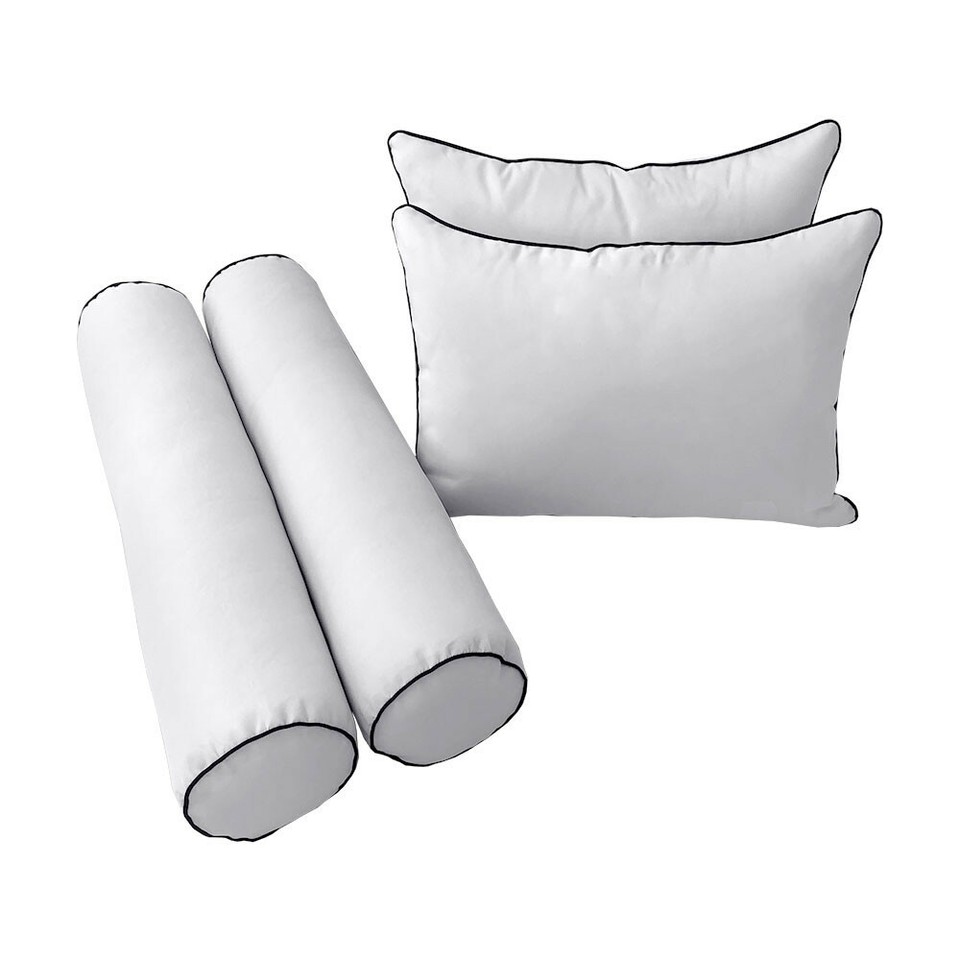 S4 Twin-XL 5PC Contrast Pipe Daybed Mattress Bolster Pillow Complete ...