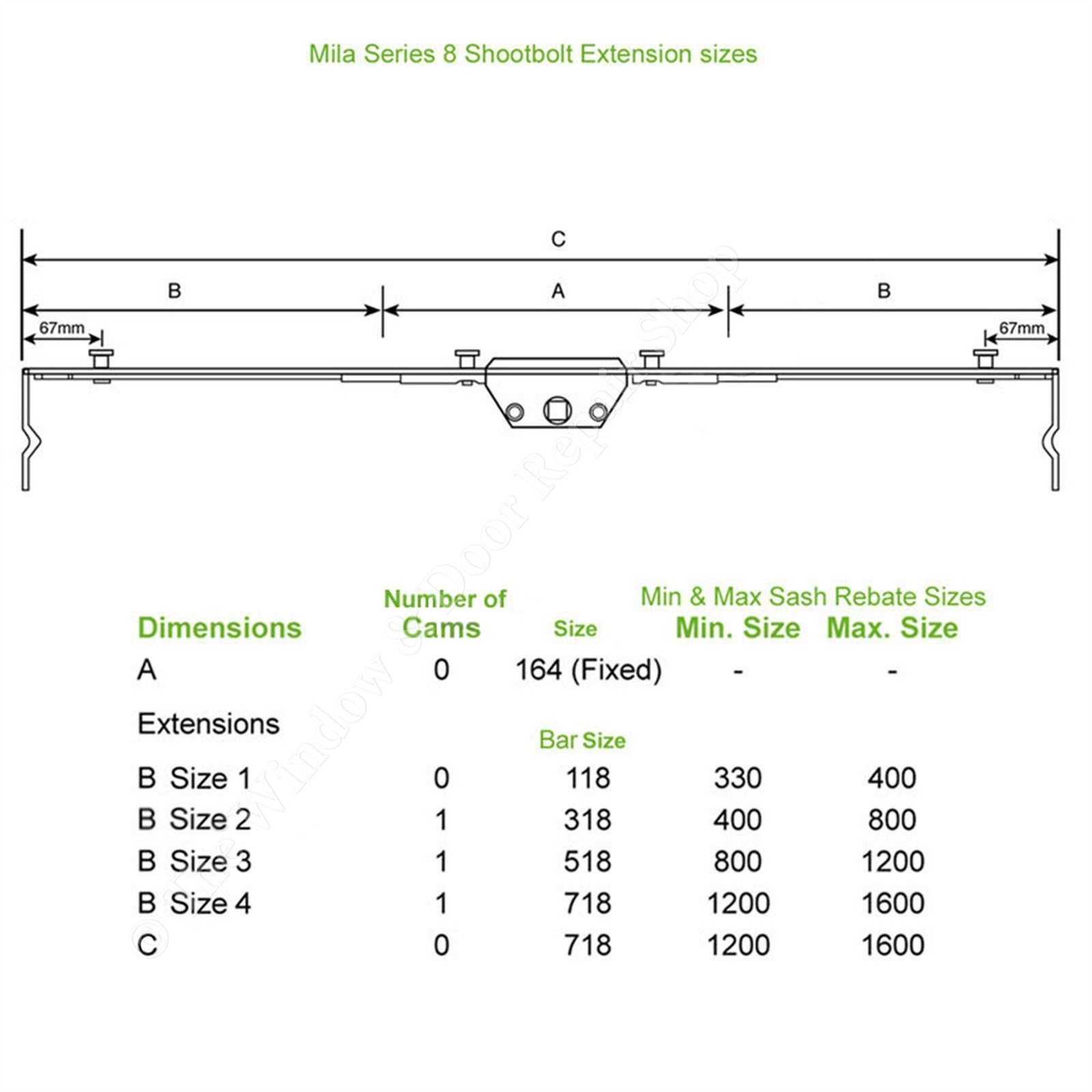 Mila 8 SERIES Shootbolt Bar Gearbox Rod Extensions For Upvc Windows ...