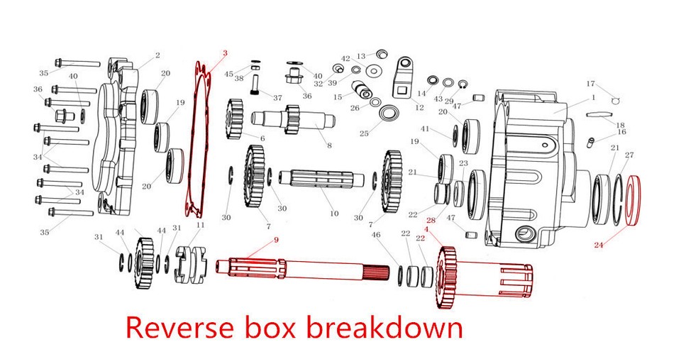 upgrade Reverse gear box repair kit for 250cc go kart Kinroad Runmaster ...