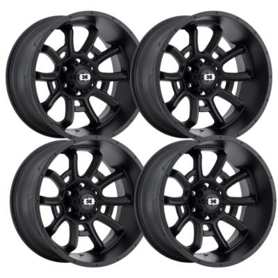 (Set-4) Vision 415 Bomb 20x9 6x5.5 6x139.7 0mm Satin Black Wheels Rims ...