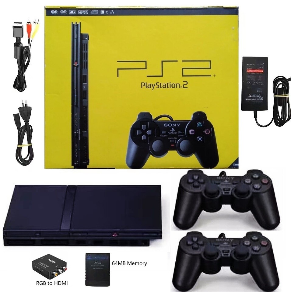 Sony PS2 Slim, PlayStation 2 (Region Free) Console, Retail Boxed + HDMI ...