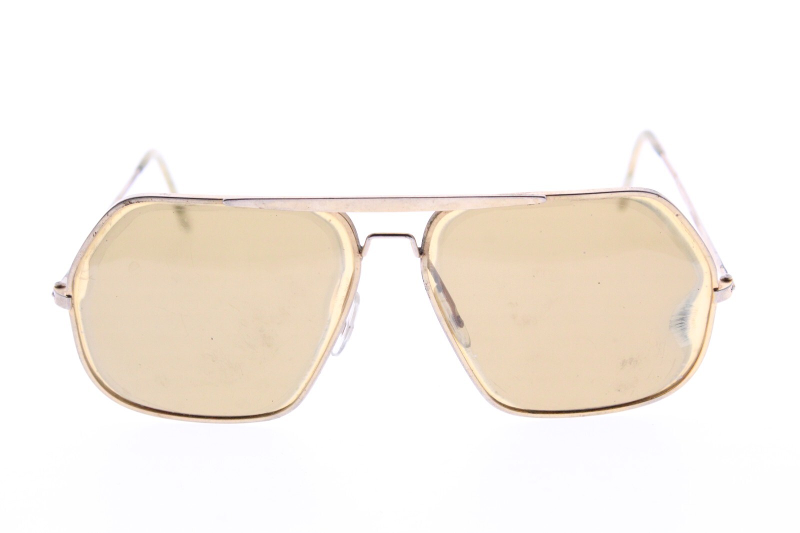 *WORN* VTG Geometric Gold Aviator Top Bar Polarized S… - Gem