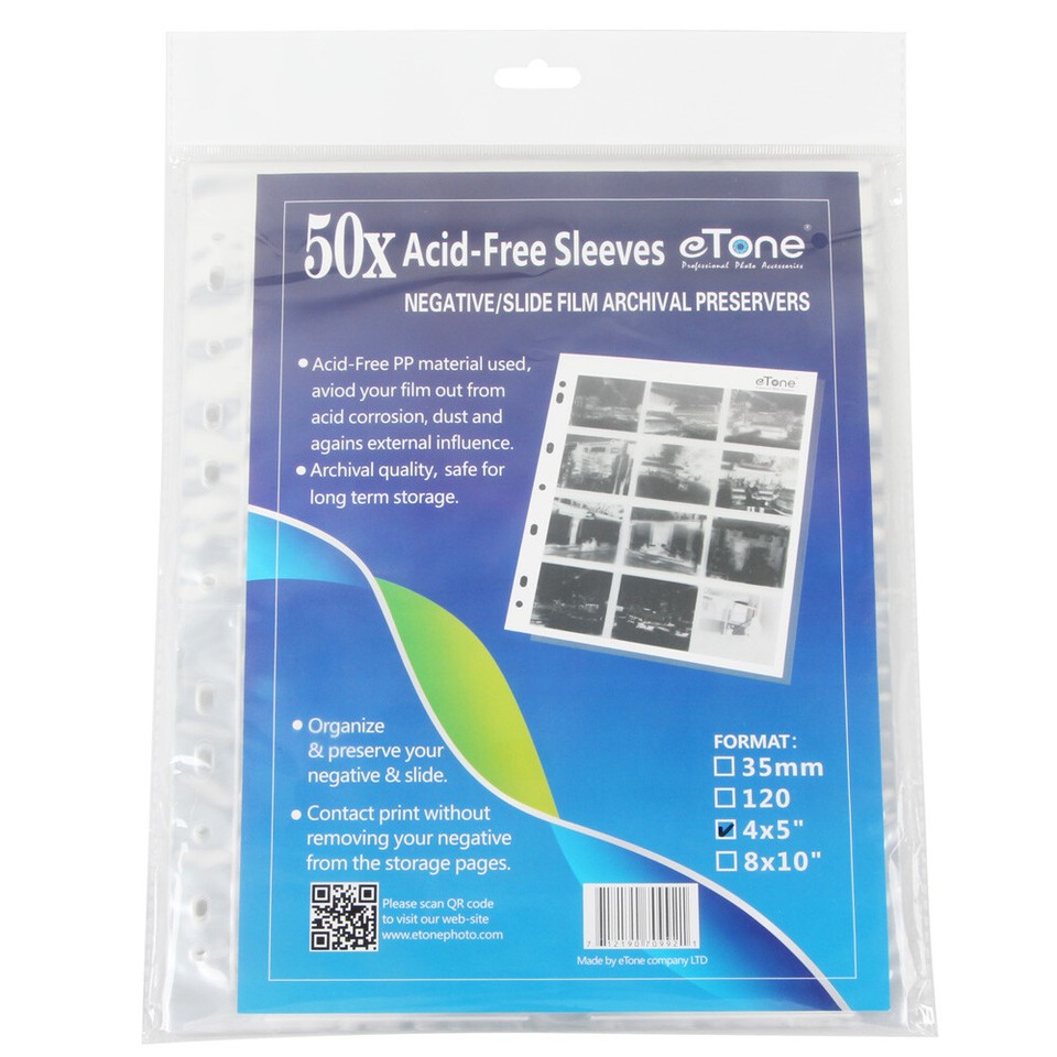 50X Archival Storage Sheets 4x5 Page Bag Ring Binder Archival B&W Film ...