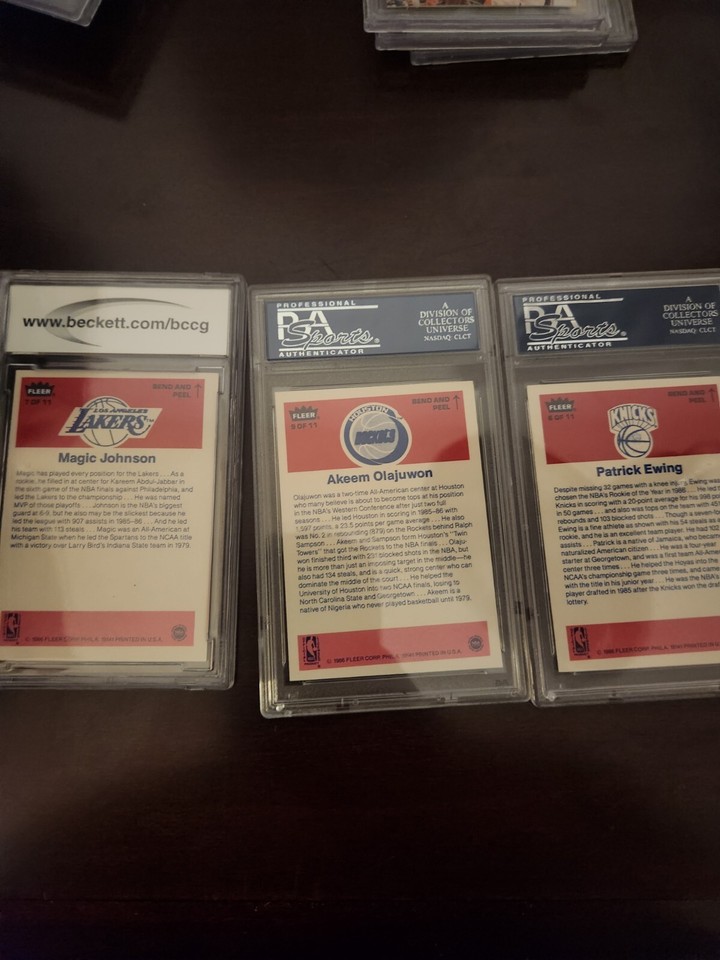 1986 Fleer Basketball Stickers Psa Bccg 9 Magic Johnson Akeem Olajuwan ...