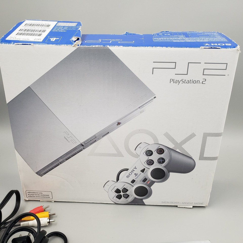 Playstation 2 PS2 Slim Satin Silver Console SCPH-90001 w/ Box - No ...