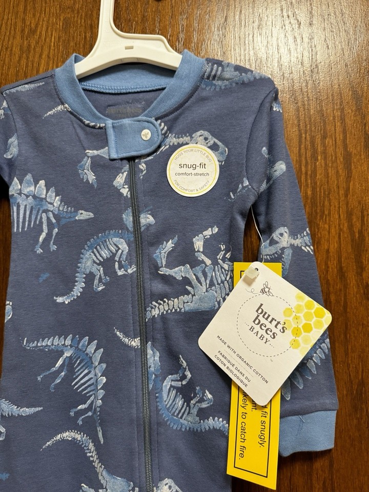 Burts Bees 12 mo dinosaur Sleeper Snug Fit comfort stretch cotton ...
