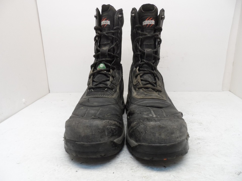 Aggressor Men's 8" 8910 Steel Toe Steel Plate WP Work Boots Black/Gray ...