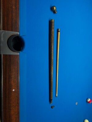 Vintage Walking Cane Stick Concealed Pool Cue Billiards Wood Knob Brown ...