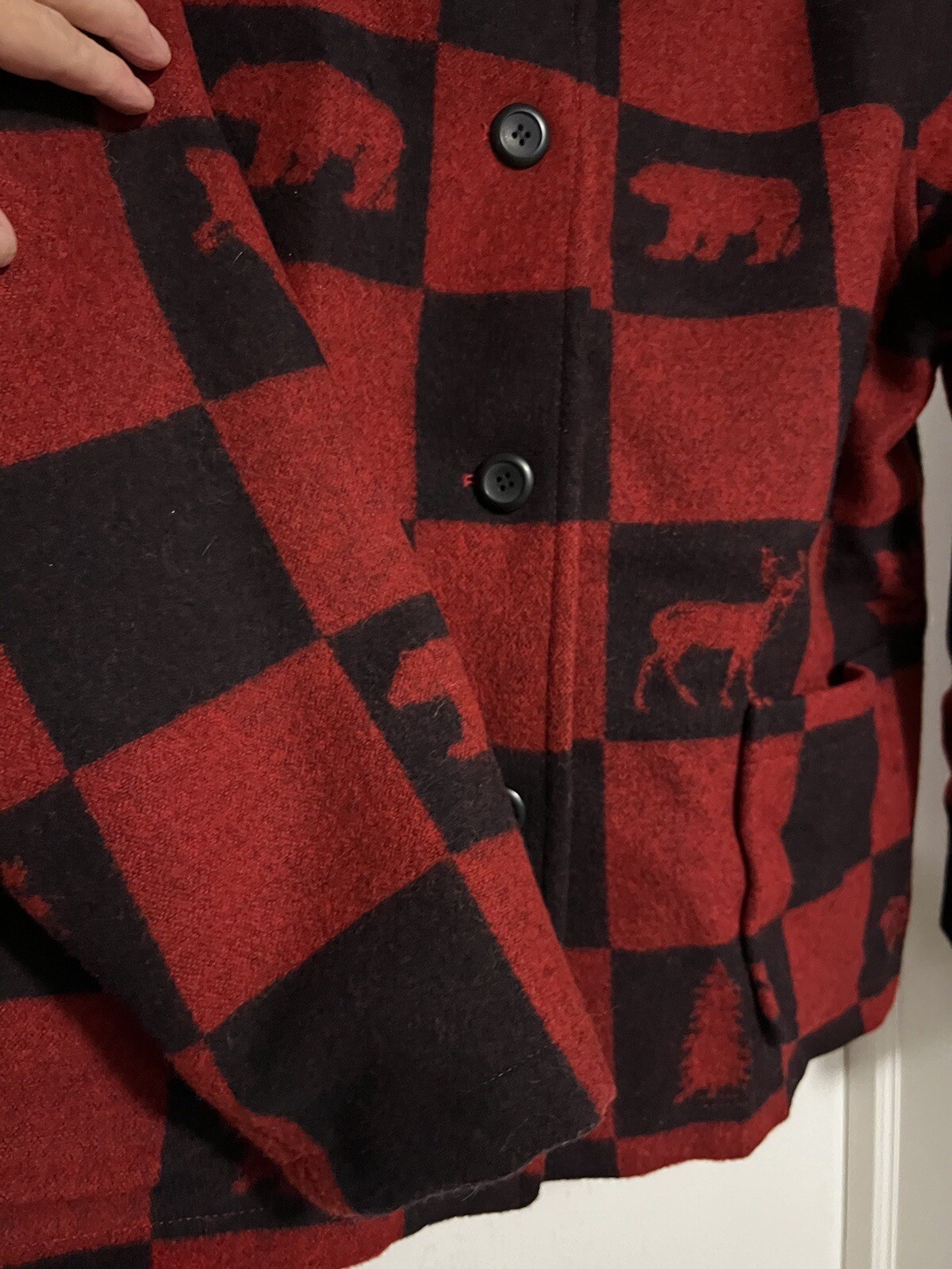 Pendleton Wool Jacket Red & Black Checkered Large - Gem