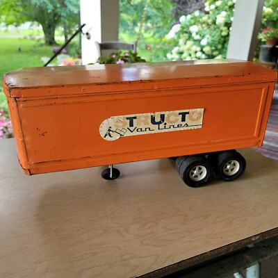 Vintage Structo Van Lines Orange Tractor Trailor Metal Toy | eBay