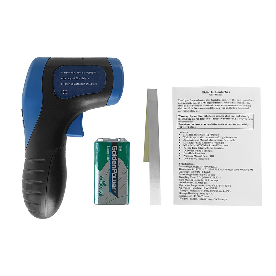 Digital Handheld Tachometer Photo Laser RPM Meter Non-Contact Motor ...