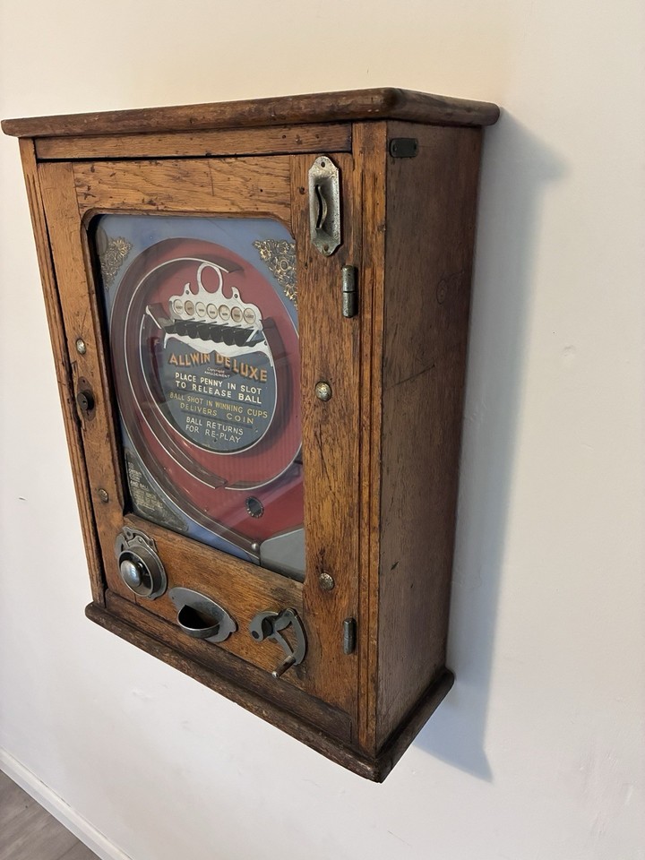 Antique Allwin De Luxe Arcade Coin Operated Penny Machine - Working ...
