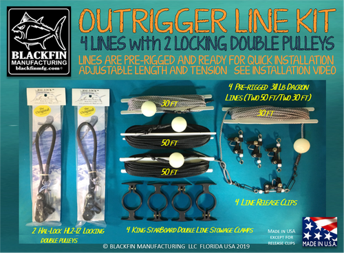 Outrigger Rigging Kit 4 Line Set 50/30 Ft + Locking Double Pulleys ...