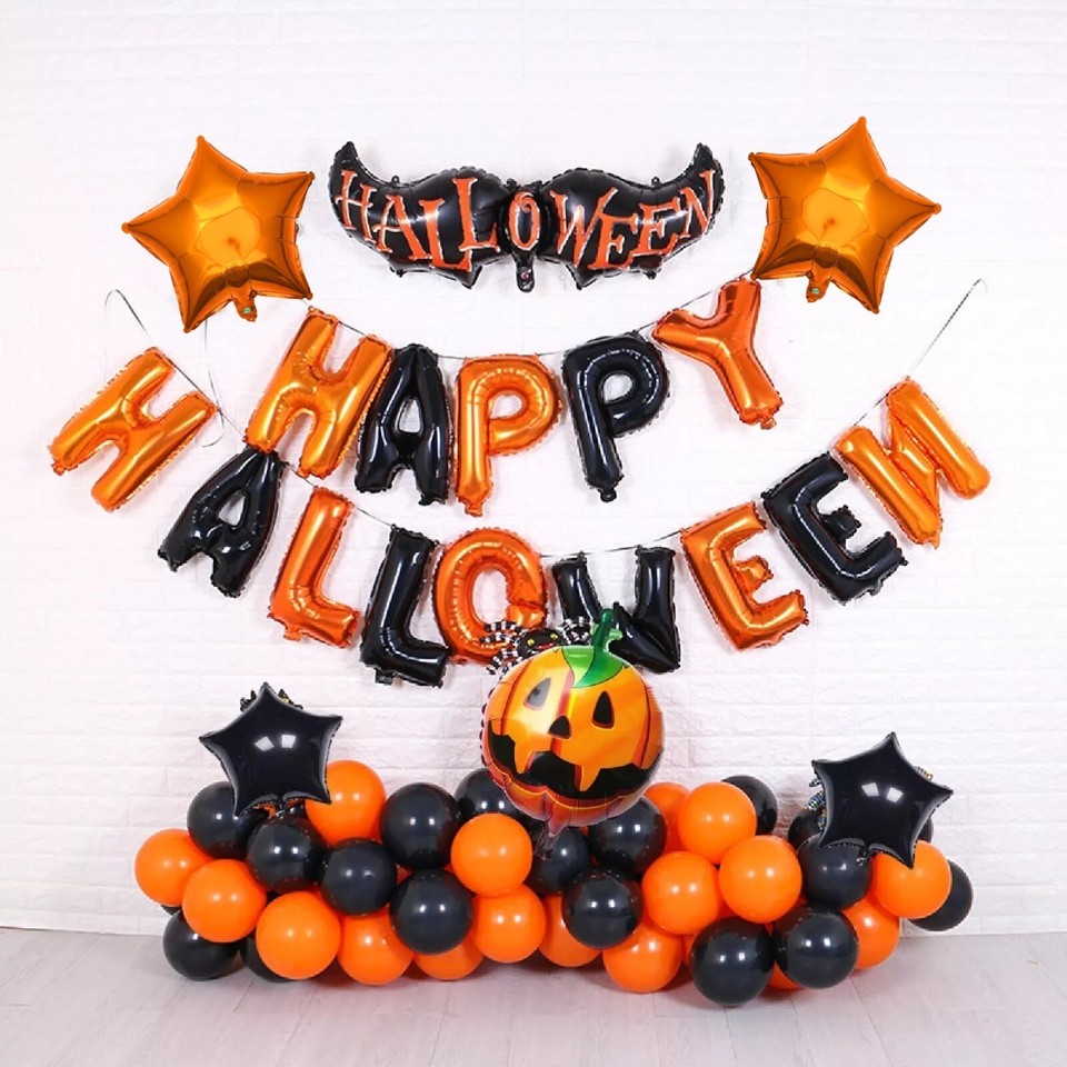 Happy Halloween Balloons Foil Self inflate Halloween Celebration Party ...