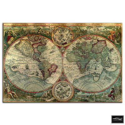 Old World Atlas Latin Maps Flags BOX FRAMED CANVAS ART Picture HDR ...