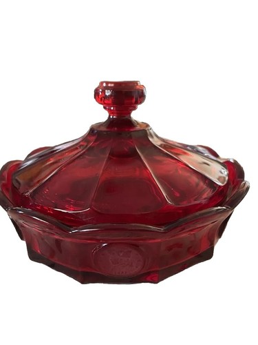 Fenton Ruby Red Carnival Glass Candy Dish With Lid | eBay