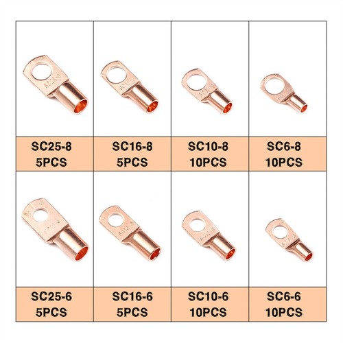 60x Copper Tube Terminals Cable Ends Battery Welding Eyelets Lug Ends ...
