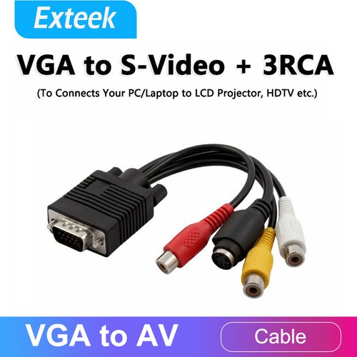 VGA 15Pin SVGA to 3RCA S-Video Plug Adapter Cable PC Laptop to TV ...