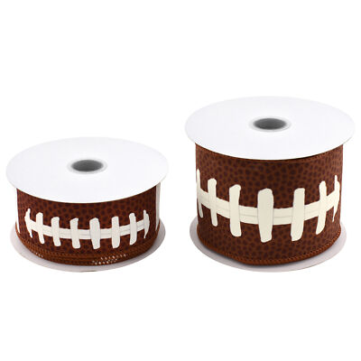 Football Pigskin Pattern Sports Wired Ribbon, 1-1/2-inch, 10-yard ...