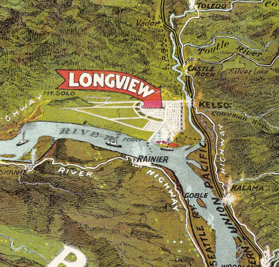 1922 Map Longview Washington Wall Art Poster Print Vintage History ...