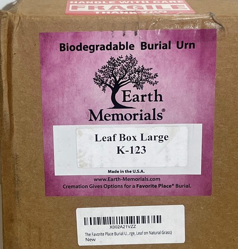Burial Urn Biodegradable Natural Grass Large Leaf Box For Ashes EARTH ...