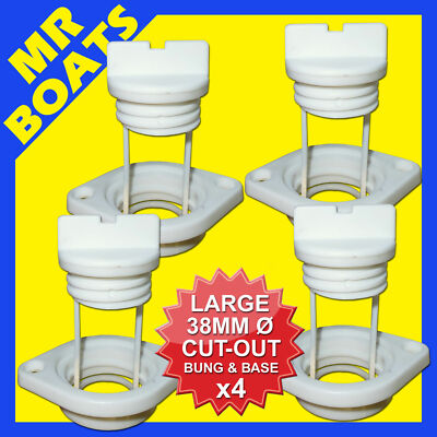 4 x LARGE BOAT BUNG & BASE WHITE COMPLETE DRAIN BUNGS PLUGS BOAT COARSE ...