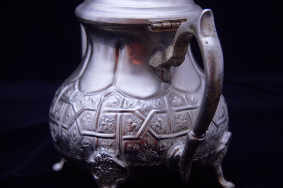VTG Moroccan Teapot Engraved Silver Plated Berber Tea Home Decor Big ...