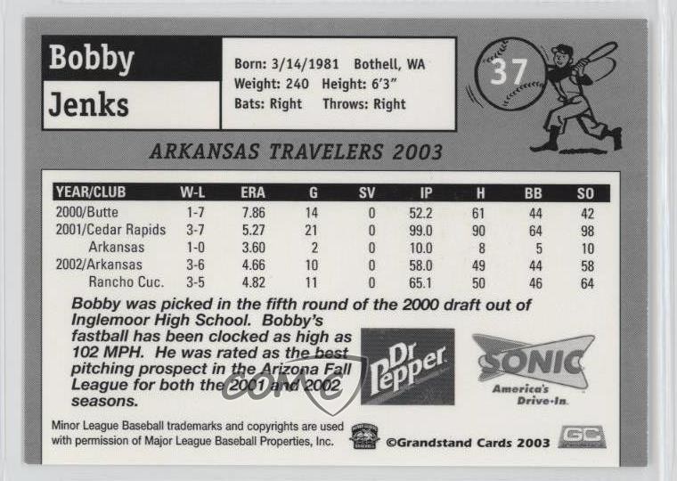 2003 Grandstand Arkansas Travelers Bobby Jenks | eBay