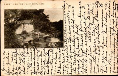 UNDIVIDED BACK POSTCARD- PATTY'S MILL, GREETINGS FROM EMPORIA KANSAS ...