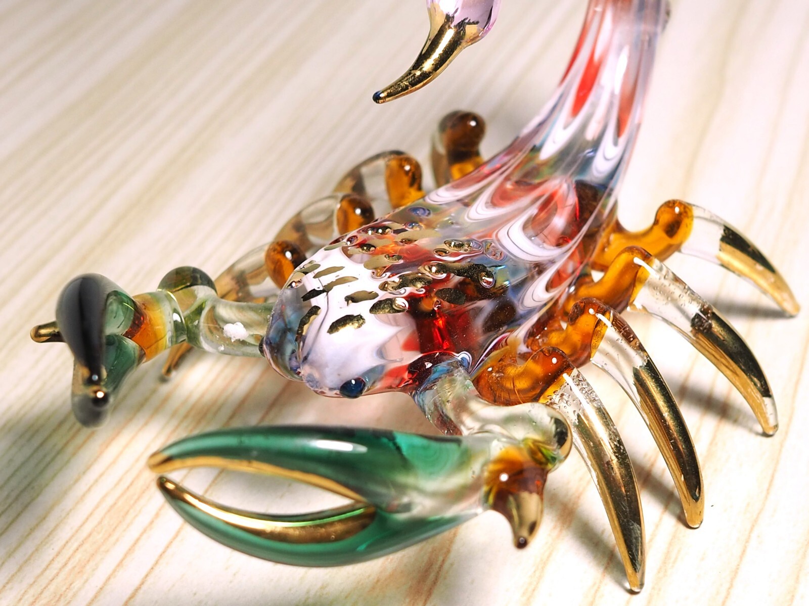 Blue Maroon SCORPION hand blown art glass figure 4 inch gold trim Gift ...