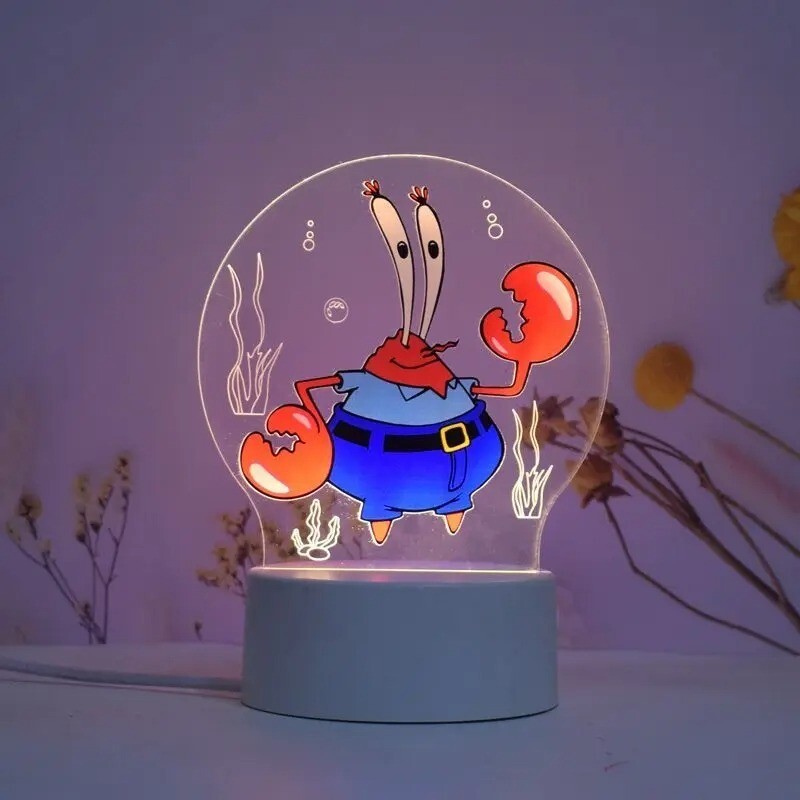3D LED illusion Spongebob USB 7Color Table Night Light Lamp Bedroom ...