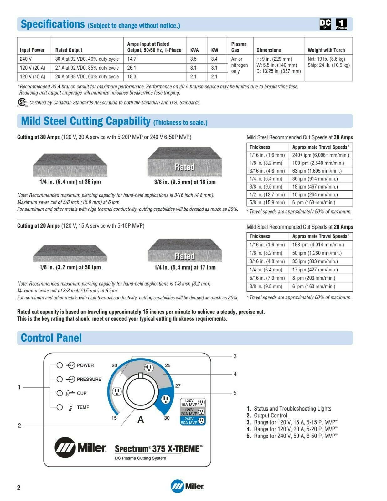 Miller Spectrum 375 X-TREME Plasma Cutter with XT30 Torch - 907529 ...