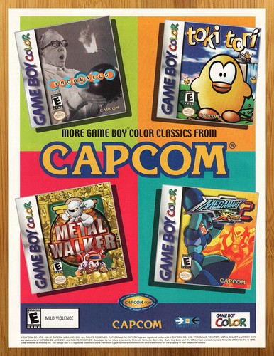 2001 CAPCOM Game Boy Color Games Print Ad/Poster Toki Tori Mega Man ...