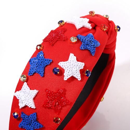 MOLOCH American Flag Headband 4th of July Headband Red White Red Sequin ...