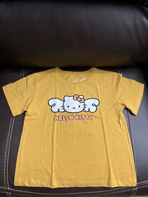 NEW Hello Kitty Sanrio Mustard Yellow Crop Shirt SMALL | eBay