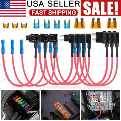 10PCS 12V Car Add-a-Circuit Fuse Adapter w/Standard & Mini Tap Blade ...