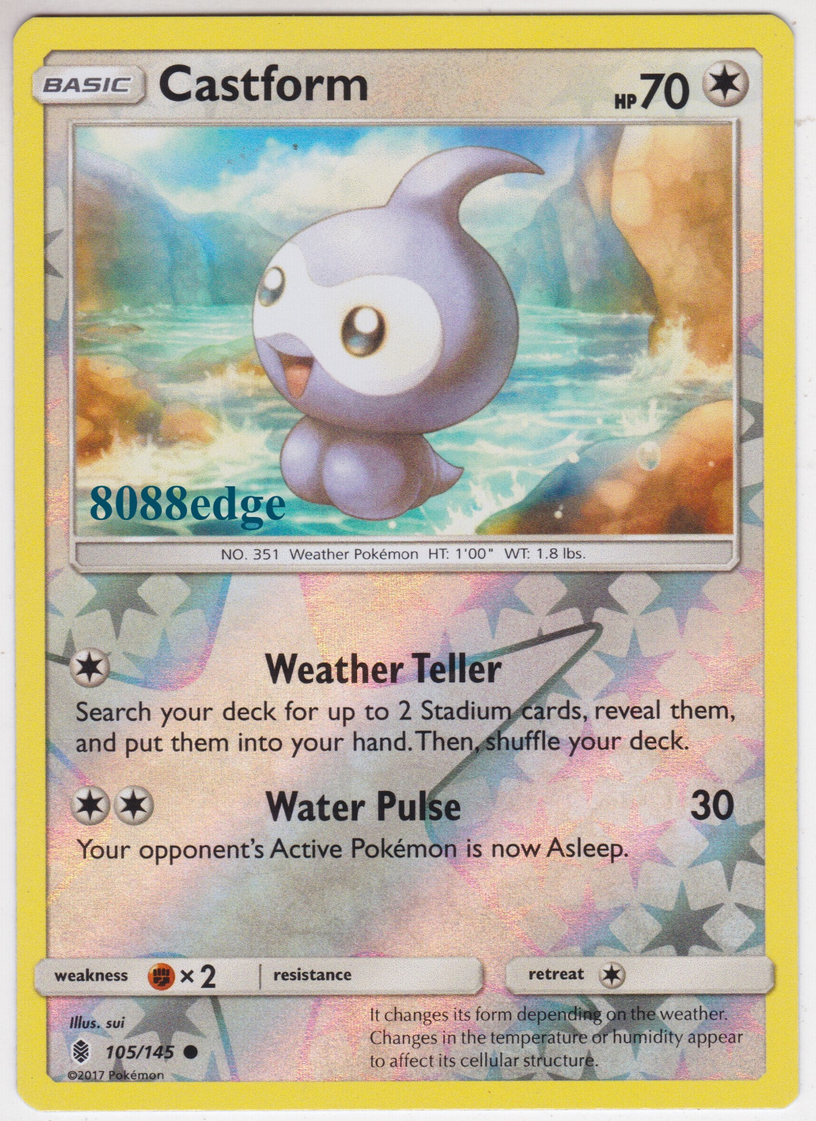POKEMON "CASTFORM" #105/145 REVERSE HOLO RARE CARD - NEVER BEEN PLAYED ...
