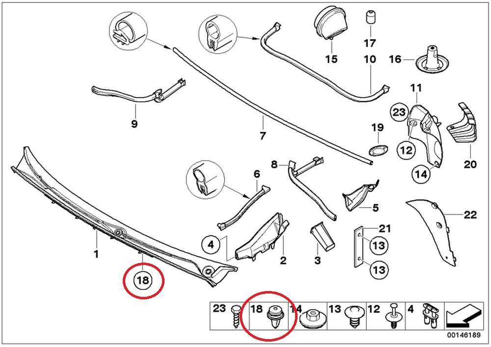 Set of 7 Genuine BMW Trim Molding Retaining Clips, 3 Series ...