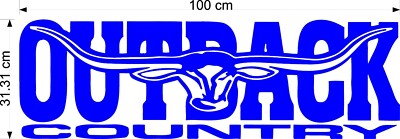 OUTBACK COUNTRY VINYL DECAL STICKER, 1000MM LONG, 9 DIFFERENT COLOURS ...