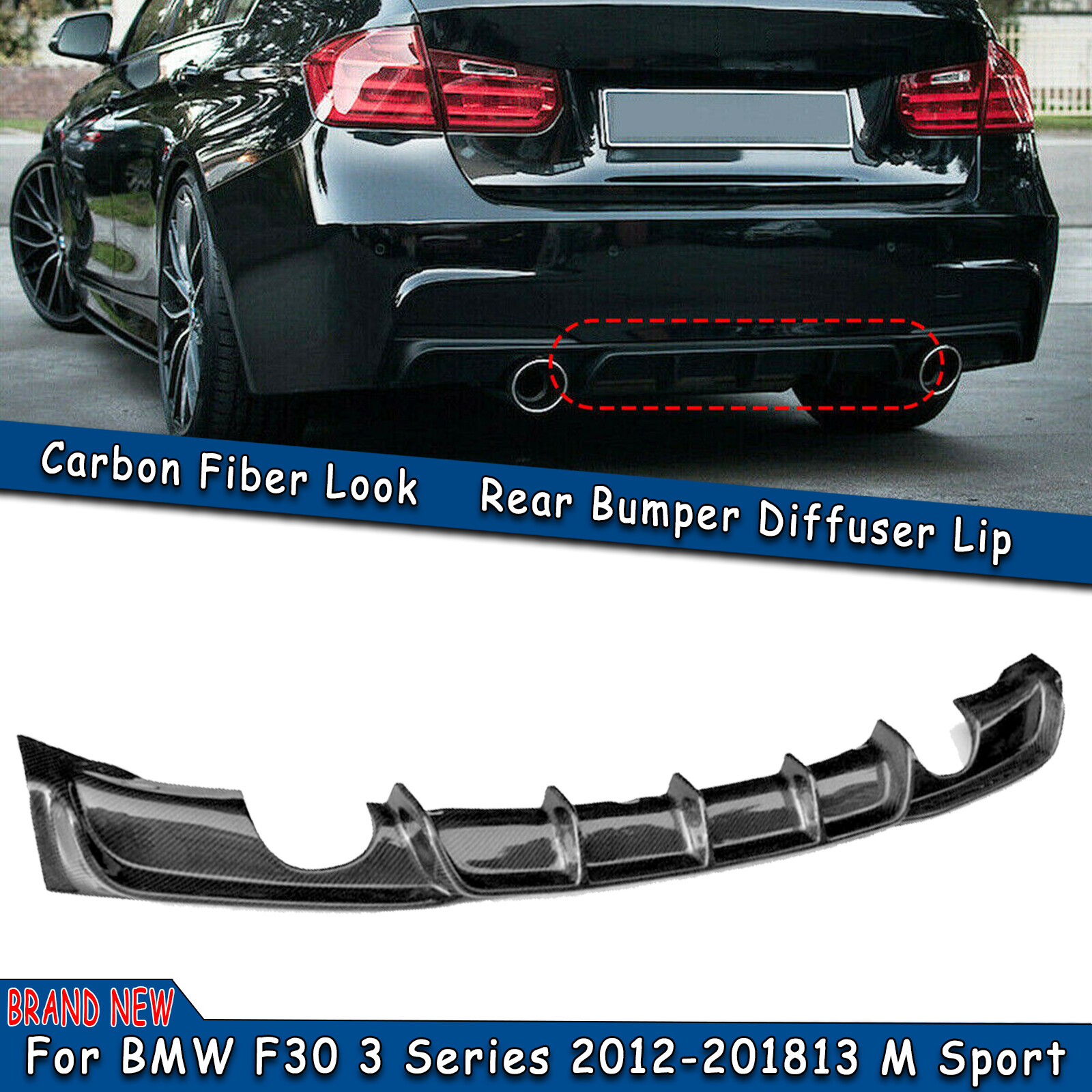 Rear Bumper Diffuser For BMW F30 3 Series 320i 328i 335i 2012-2018 ...