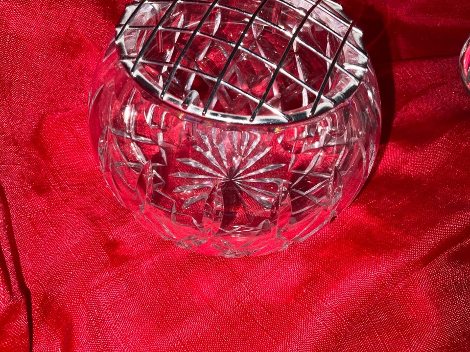 Vintage Crystal Rose Bud posy bowl, Floral Cut Glass Bowl flower ...